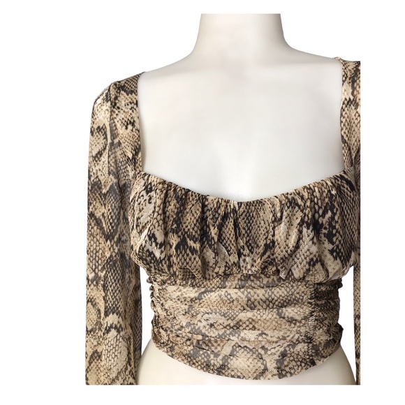 emory park | Tops | Emory Park Sheer Snake Print Ruched Chest Crop Top ...
